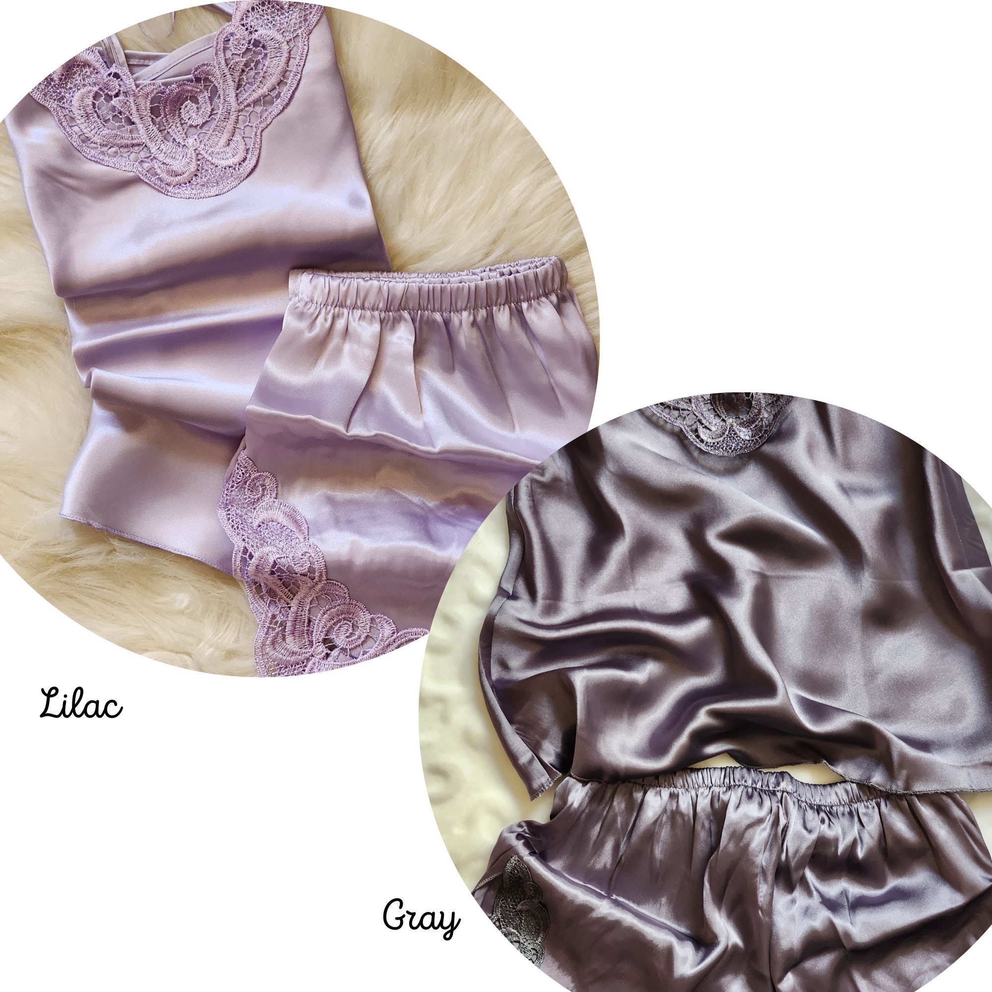 Premium Silky Satin Cami Pajama Set for Women - Elegant Lace Sleepwear ...