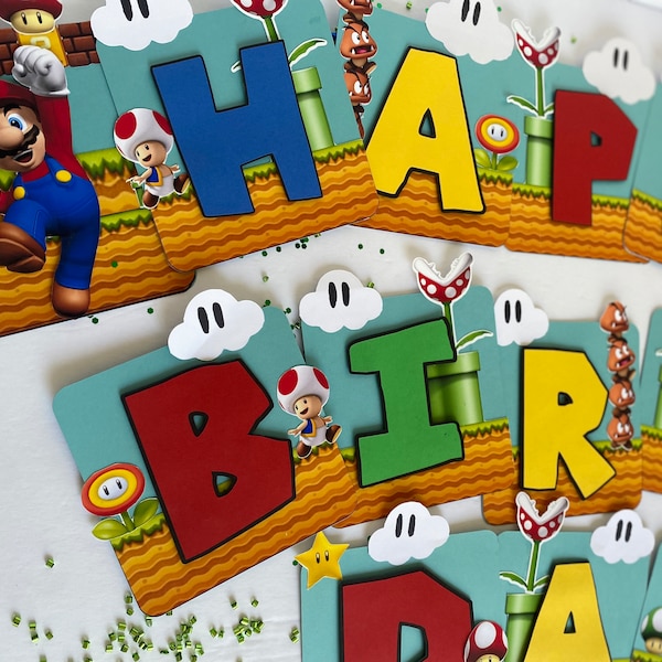 Super Mario Birthday Banner Svg - Etsy