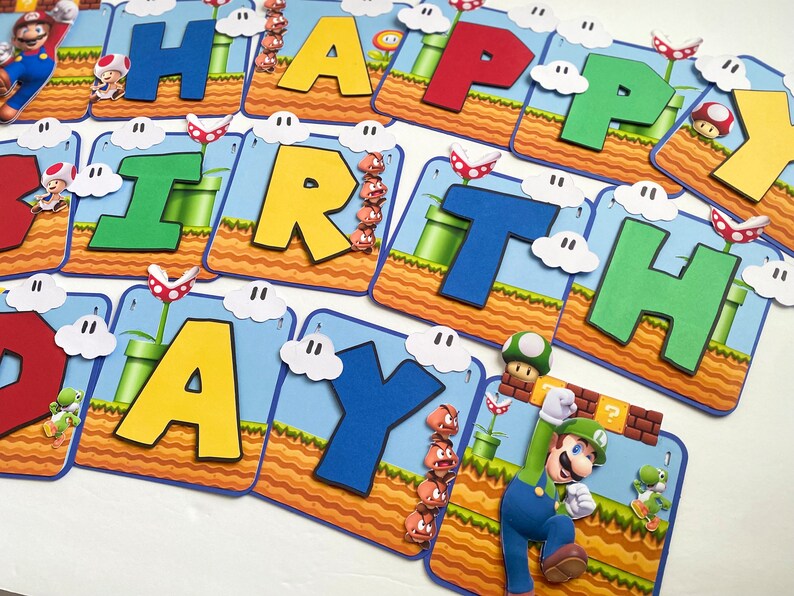 Super Birthday Banner, Smash Bros Birthday, Custom Mario Theme Party ...