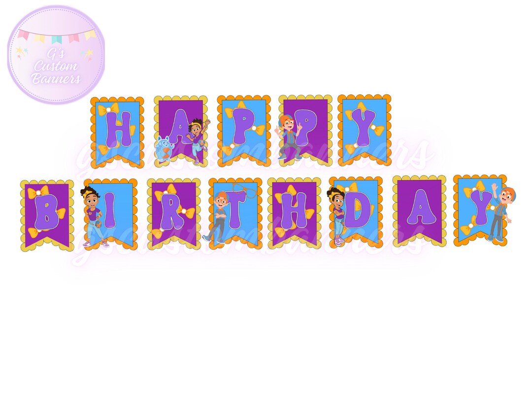 Blue and Orange Birthday Banner - Etsy