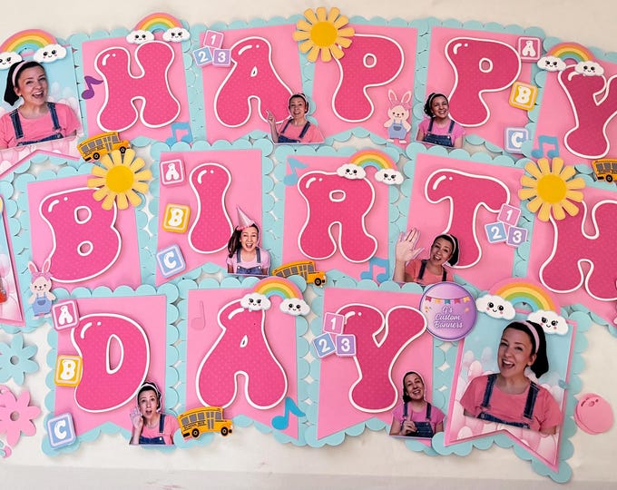 Ms. Rachel Birthday Banner Girl Theme/ Blue & Pink Banner/ms.rachel ...