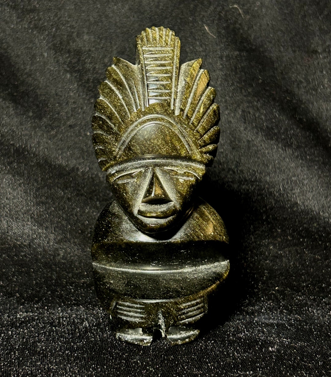 Vintage Obsidian Aztec Mayan Carved Figurine Figure Stone - Etsy
