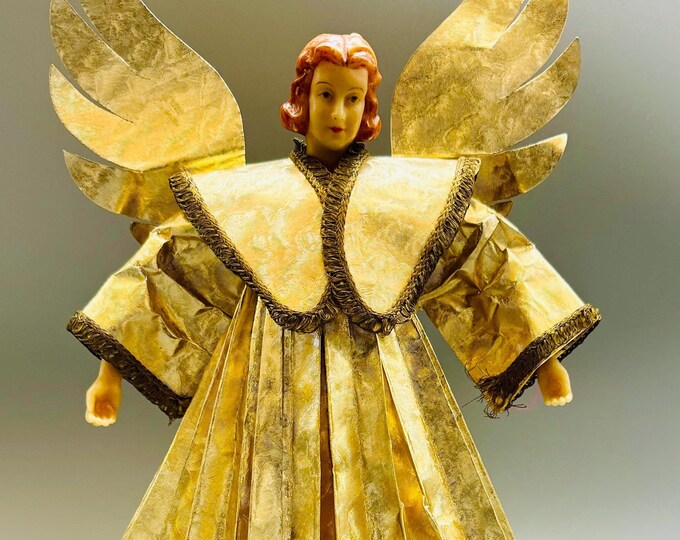 Lovely Vintage 1950s Wax & Gold Foil Angel Christmas Tree Topper - Etsy