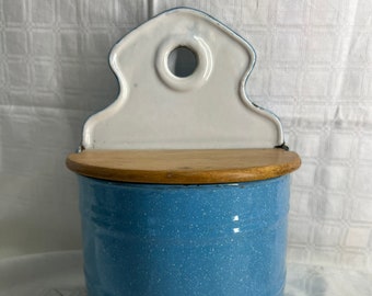 Blue Enamel Salt Box - Etsy