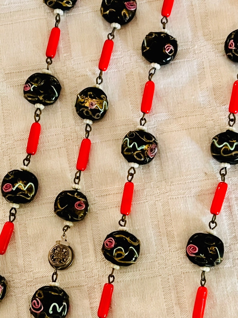 Unusual Vintage 1920s Black Red Venetian Wedding Cake Bead 44 - Etsy