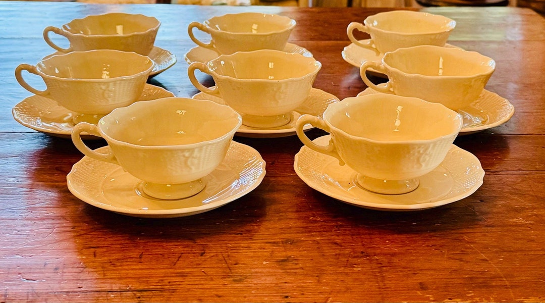 Set 8 Vintage Green Mark Lenox Washington Wakefield Porcelain Cups ...