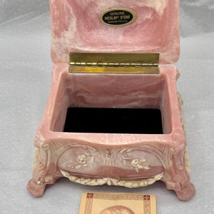 Vintage Incolay Stone Pink Kissing Lover Cameos Jewelry Trinket Box - Etsy