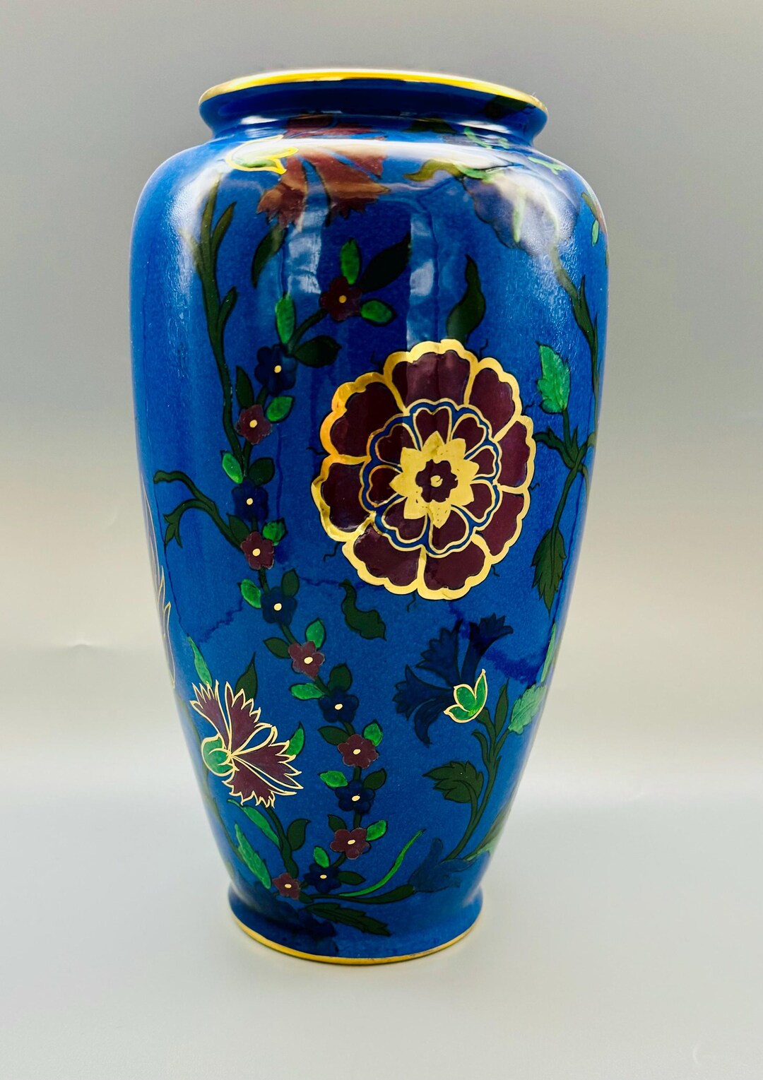 Vintage Art Deco English Wilton Ware Handpainted Blue 9.5” Porcelain ...