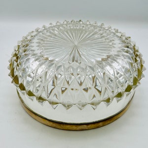 Vintage Heavy Cut Glass 8” Bowl Silver Plate Rim - Etsy