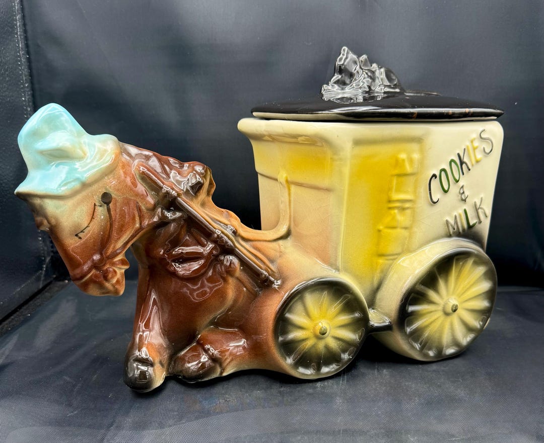 Vintage 1940s American Bisque Donkey Cookies & Milk Pottery Cookie Jar ...