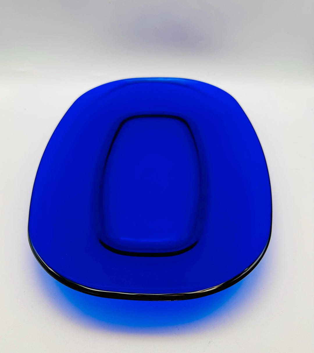 Vintage Cobalt Blue Glass Rectangular Platter - Etsy