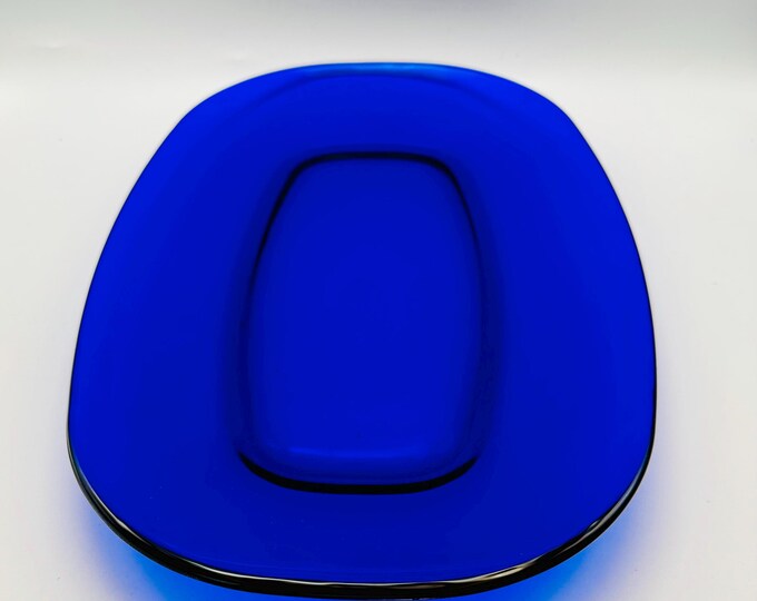 Vintage Cobalt Blue Glass Rectangular Platter - Etsy