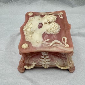 Vintage Incolay Stone Pink Kissing Lover Cameos Jewelry Trinket Box - Etsy