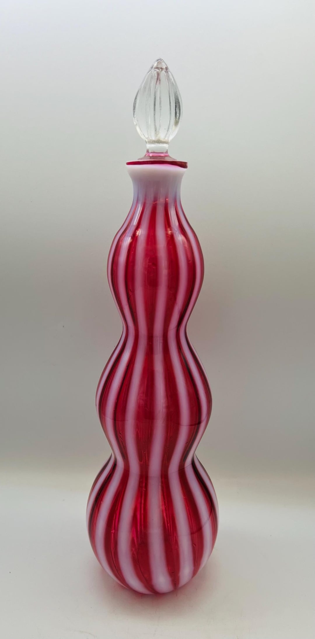 Vintage 1953 Fenton New World Rib Optic Cranberry Opalescent Glass ...