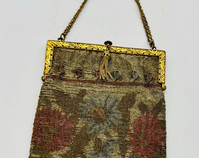 Lovely Antique 1920s Steel Beaded Bag Floral Design Evening Purse - Etsy