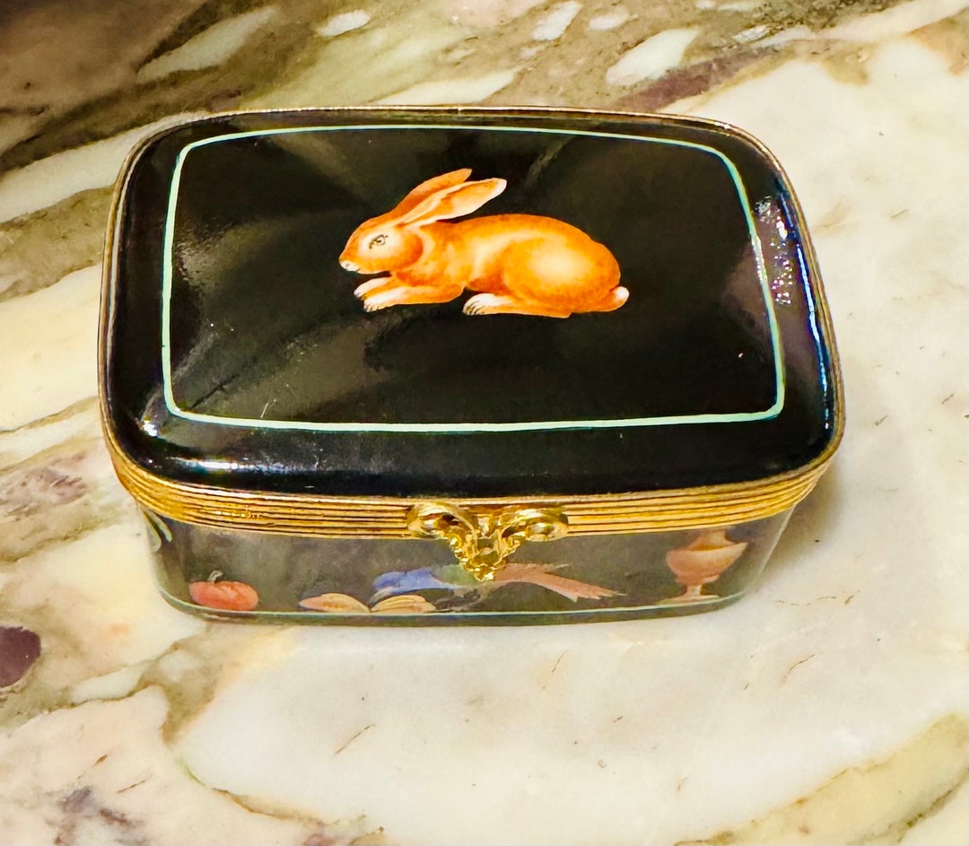 Tiffany Co Le Tallec French Black Shoulder Bunny Porcelain Hinged ...