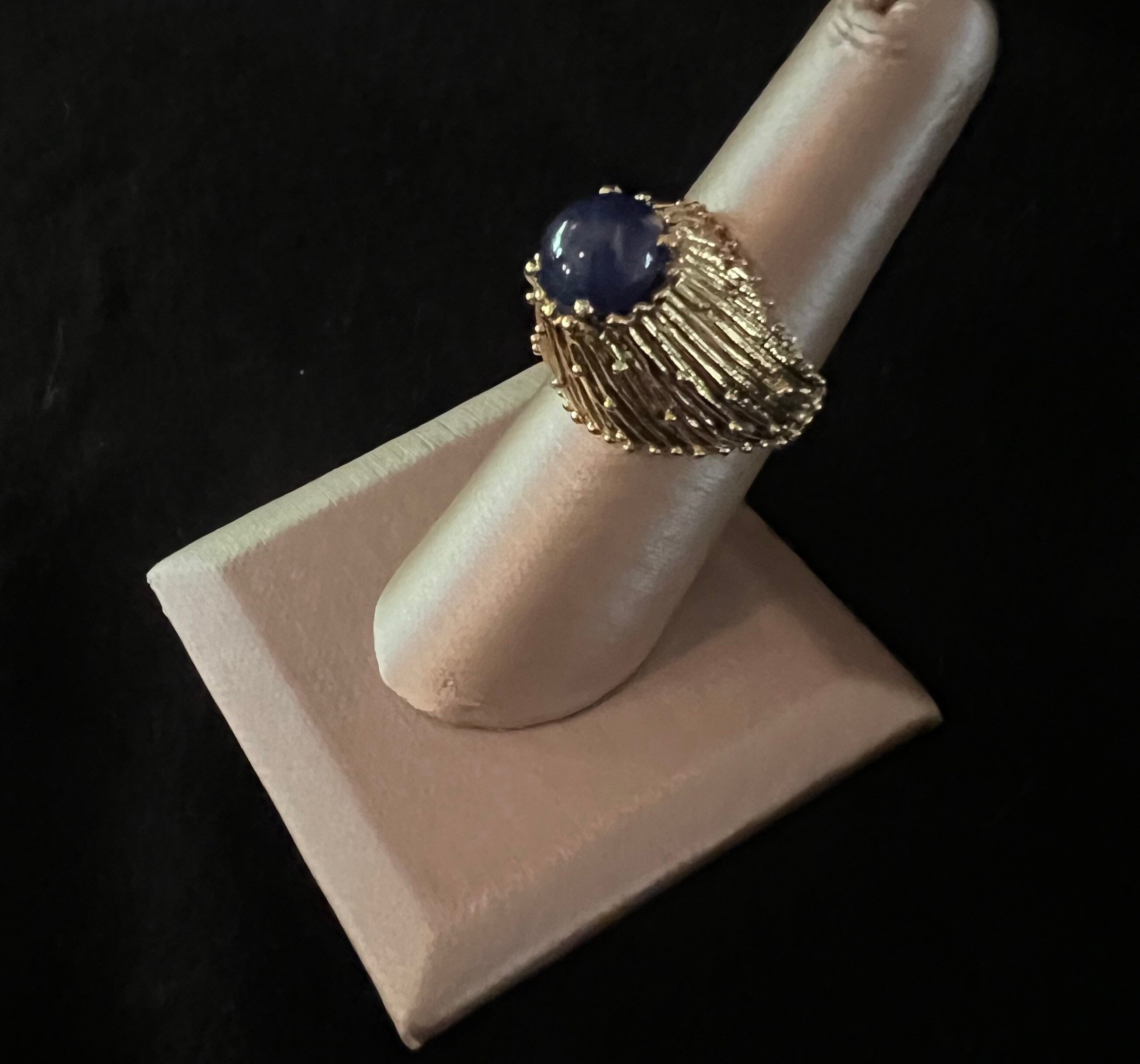 Vintage MCM Strell Blue Star Sapphire 14K Yellow Gold Ring Sz - Etsy