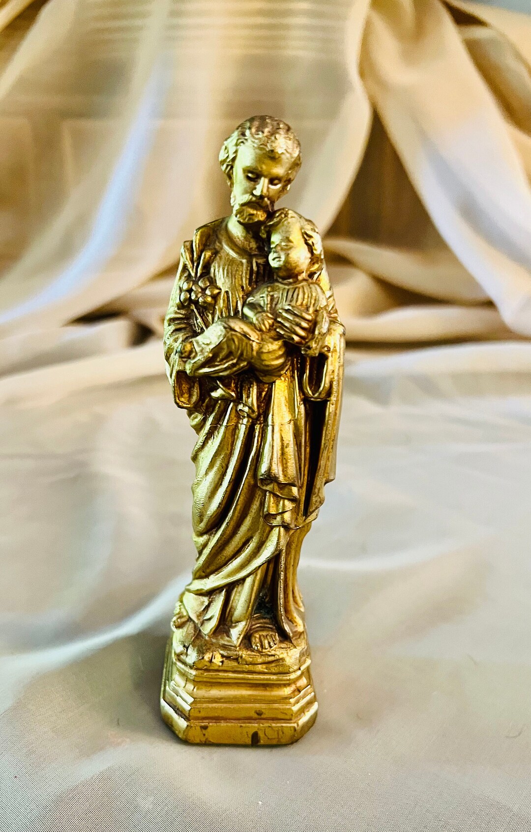 Antique 6 Statue Gilt Bronze Figure Joseph W/child Jesus in His Arms - Etsy