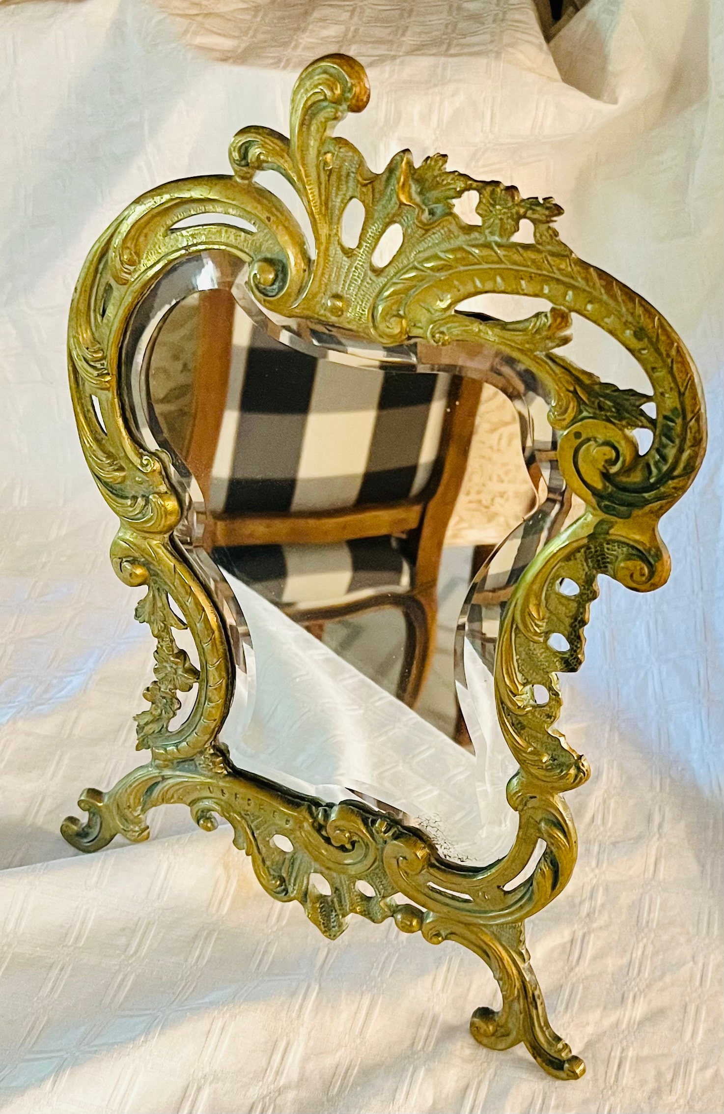 Antique French Baroque Rococo Brass Vanity Table Mirror Mi - Etsy