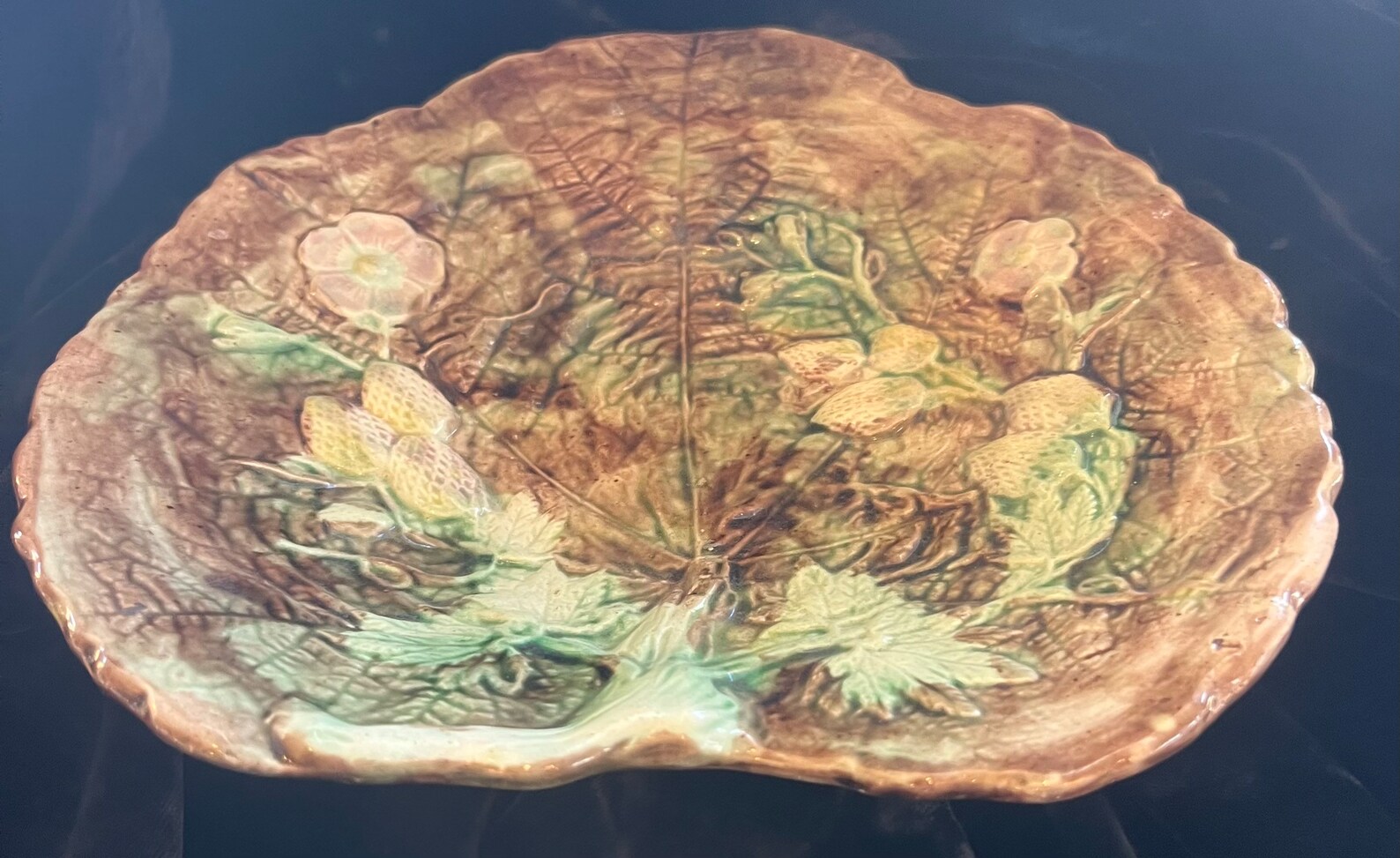 Antique Victorian Berry & Flower Heart Shape Majolica Serving - Etsy
