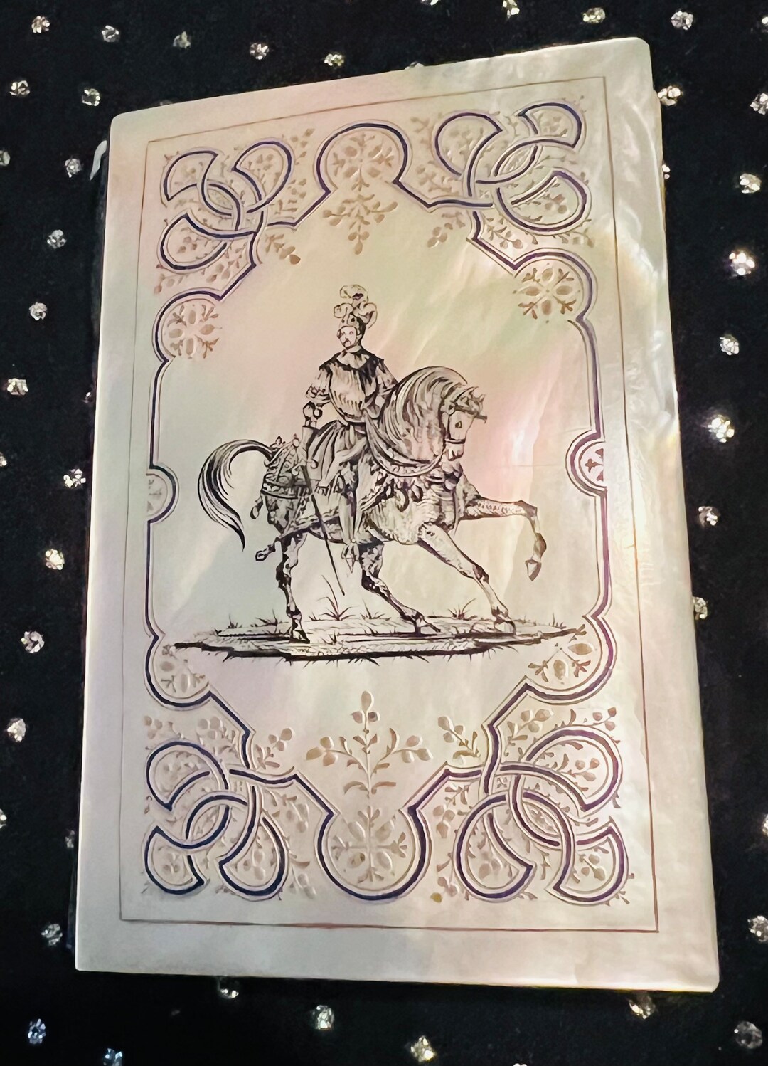 Beautiful Antique French MOP Nacre Inlaid Silver Knight Horseback Aide ...