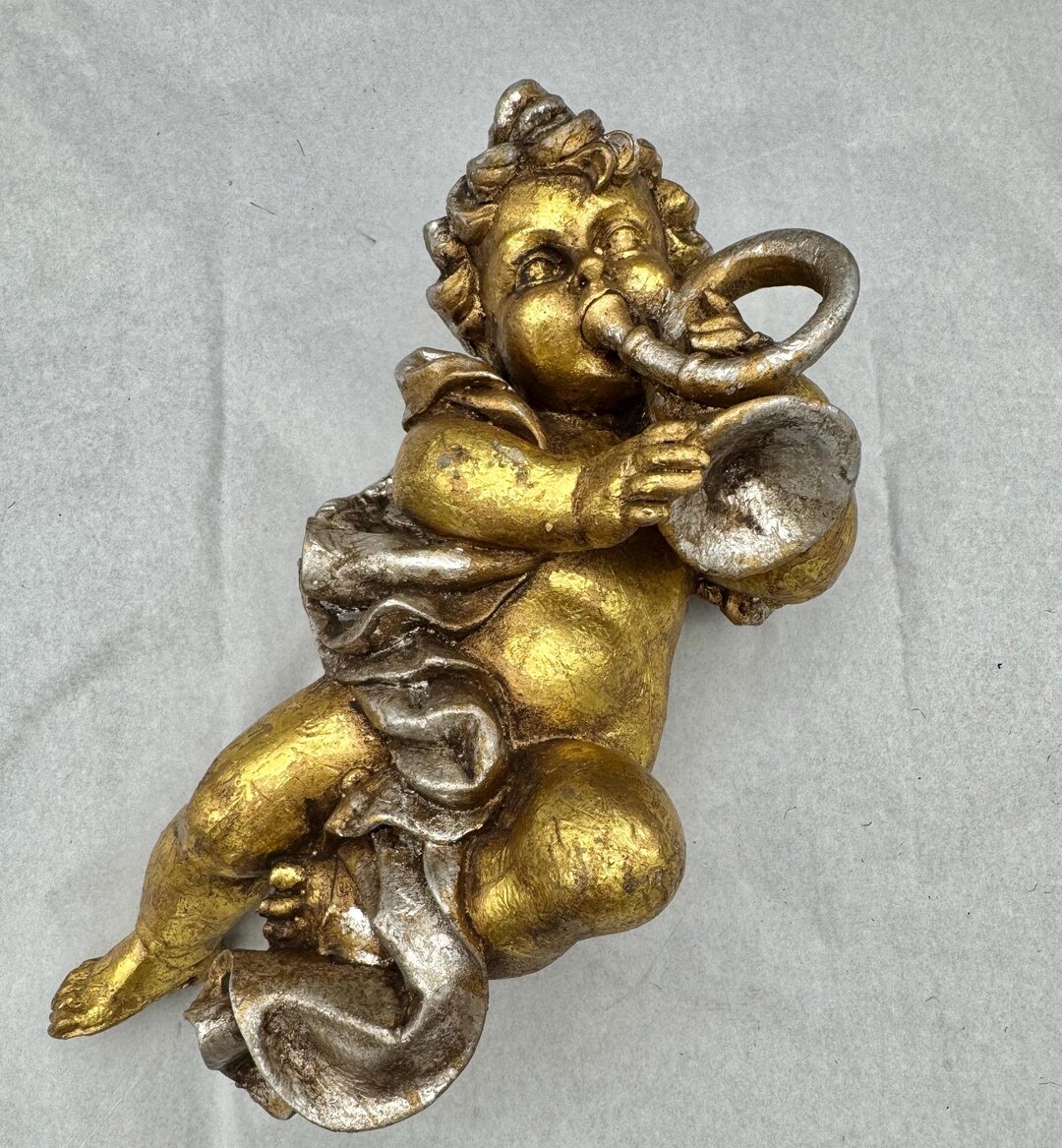 Hollywood Regency Golden Resin Old World Italian Style Musical Putti ...