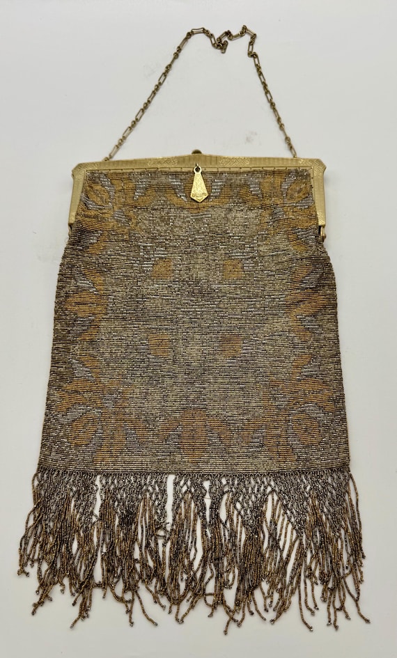 Antique French Silver Gold Steel Beaded Bag Vintage P… - Gem