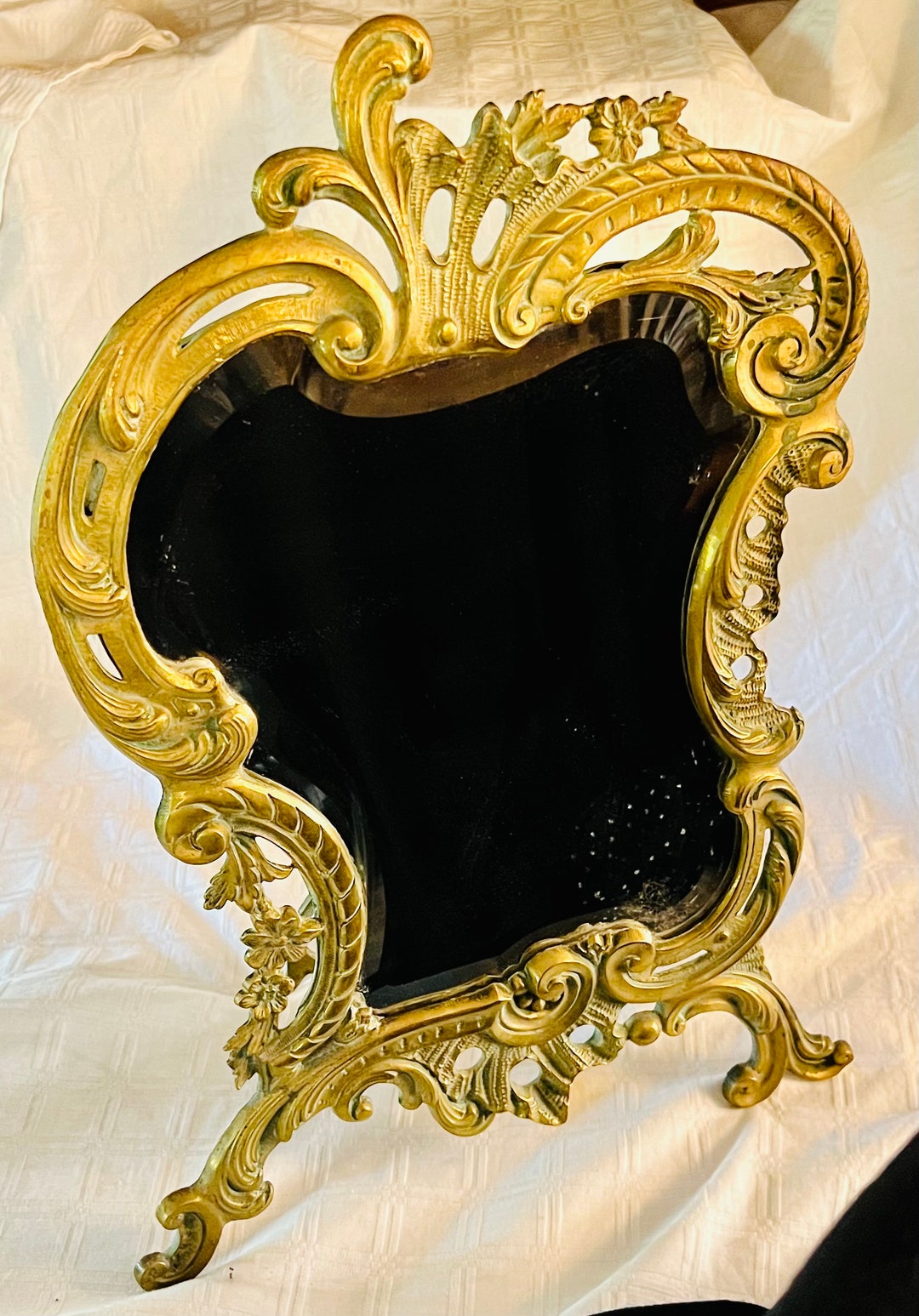 Antique French Baroque Rococo Brass Vanity Table Mirror Mi - Etsy