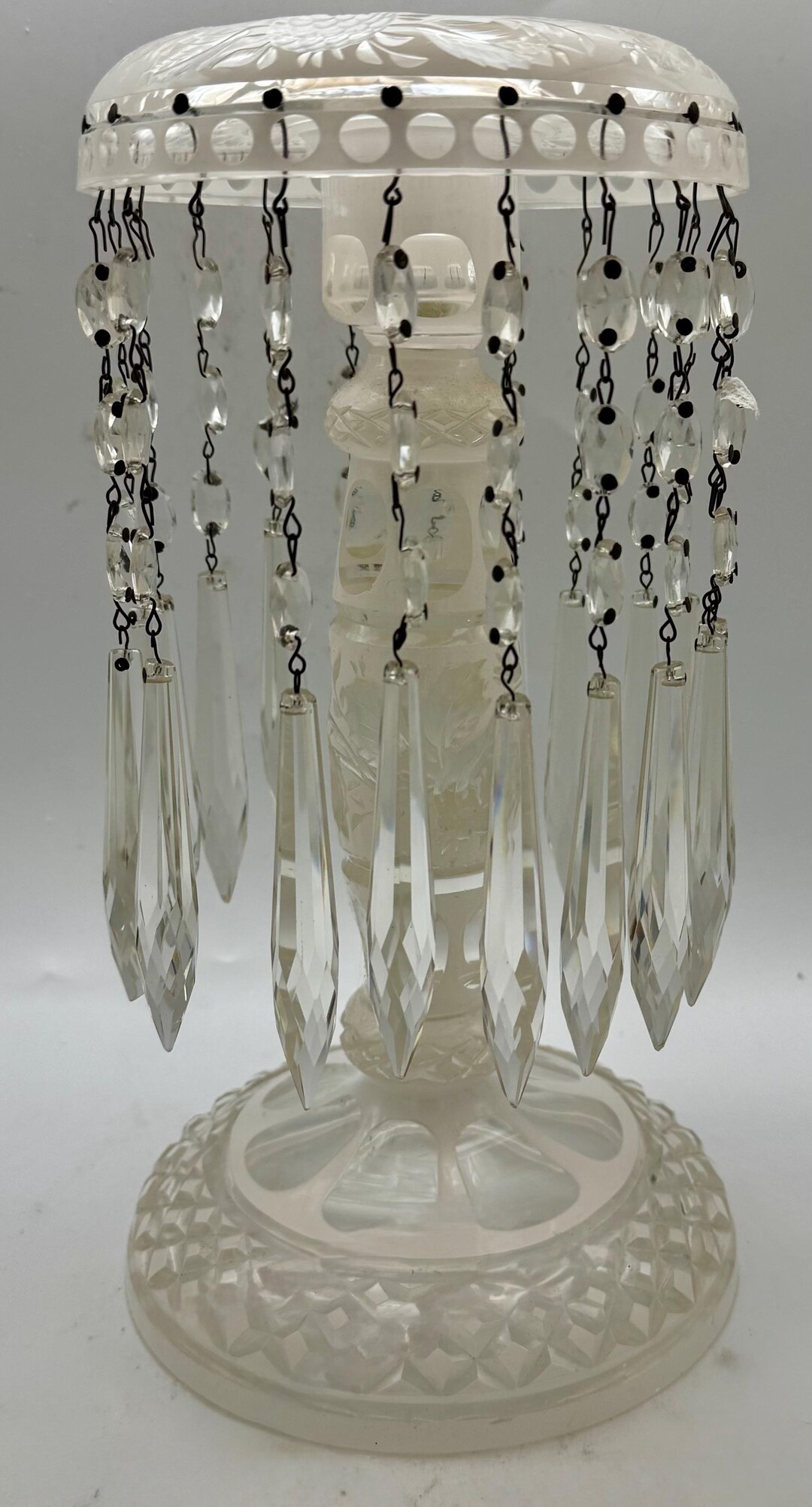 Antique Victorian Bohemian Cut Glass Single Luster Candle Holder - Etsy