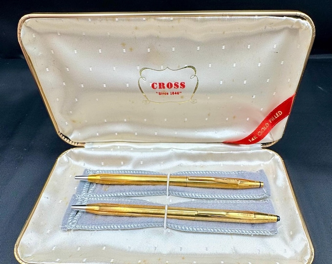 Vintage Cased Set 2 Cross 14K Gold Filled Pen & Pencil - Etsy