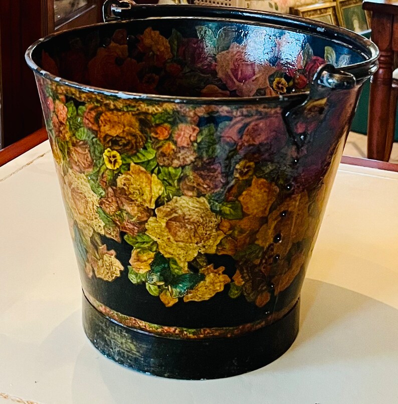 Wonderful Antique Victorian Large Decoupage Roses Pansys Metal - Etsy