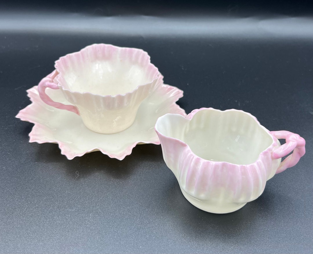 3piece Rare Antique Belleek 2nd Black Mark Pink Hexagon Porcelain - Etsy