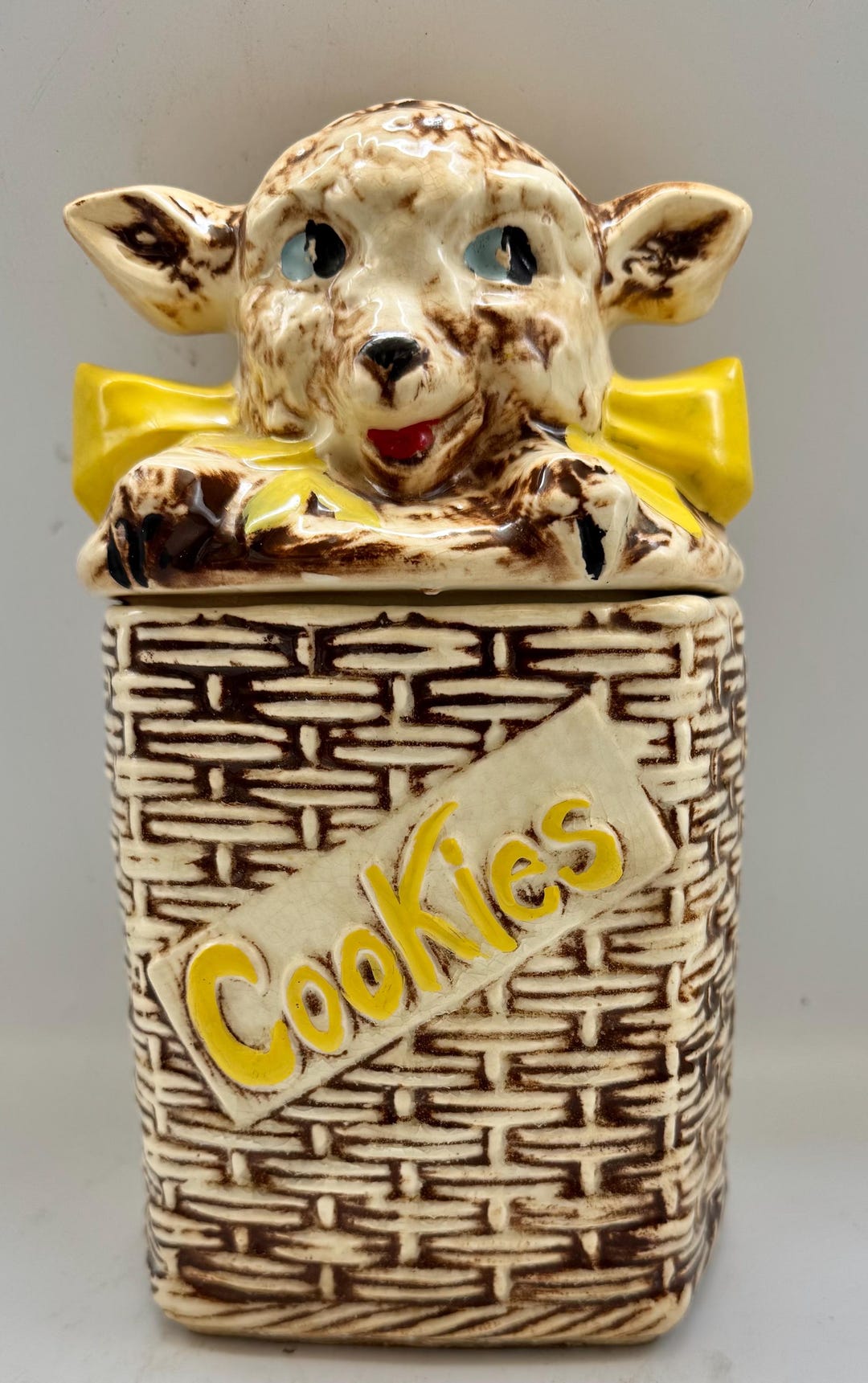 Vintage Mccoy Ceramic Lamb on Basket Cookie Jar - Etsy