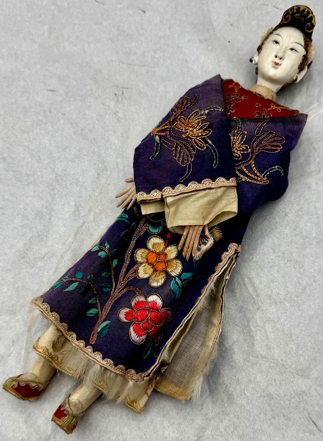 Antique Chinese Opera Doll: Embroidered Silk Robe, Handmade - Etsy