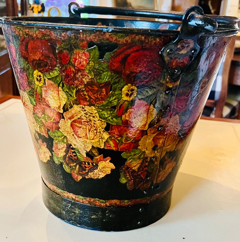 Wonderful Antique Victorian Large Decoupage Roses Pansys Metal - Etsy