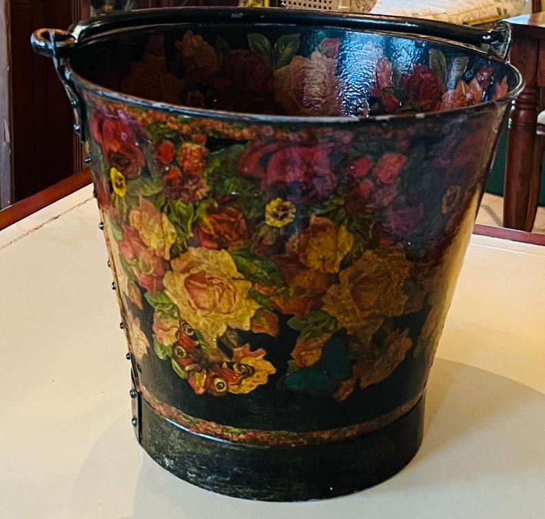 Wonderful Antique Victorian Large Decoupage Roses Pansys Metal - Etsy