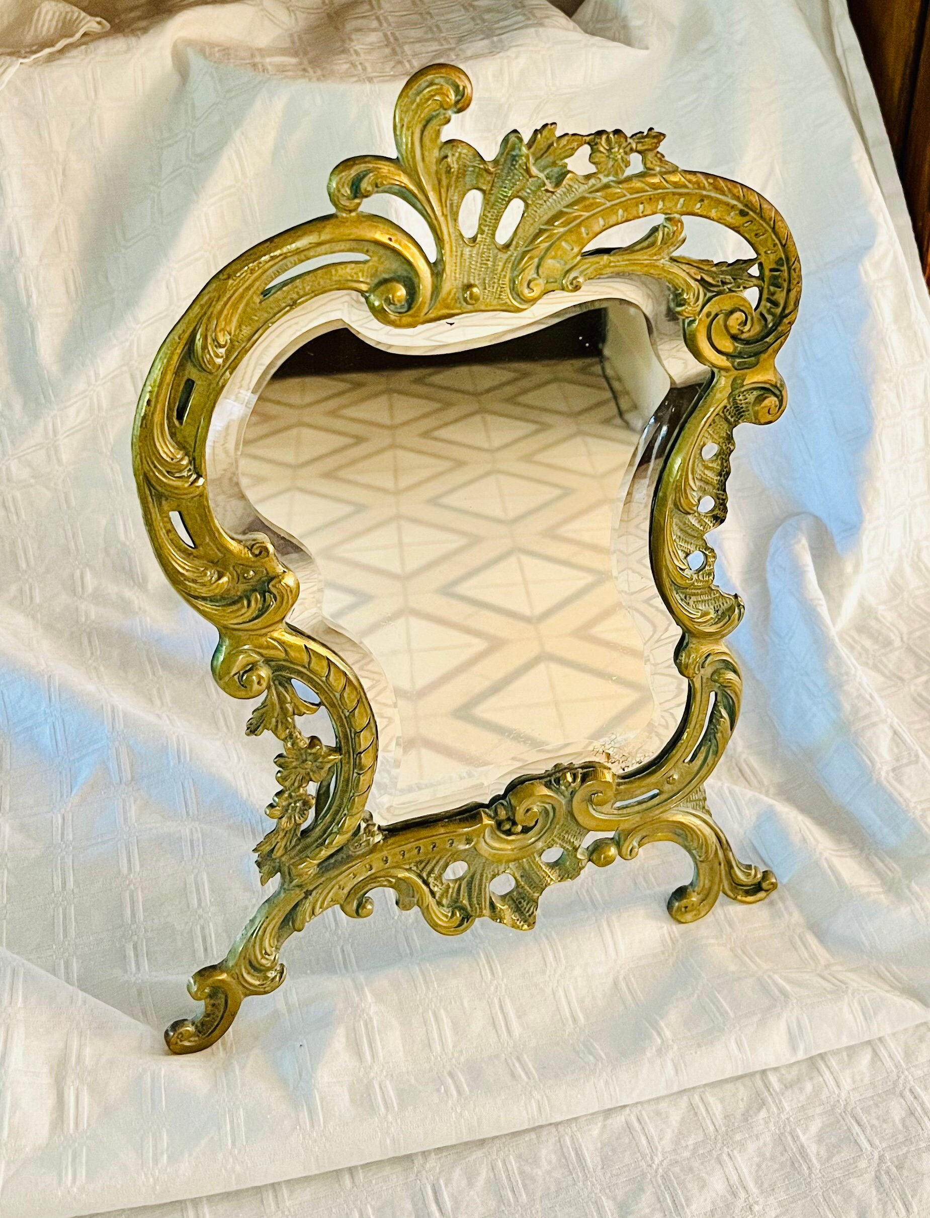 Antique French Baroque Rococo Brass Vanity Table Mirror Mi - Etsy