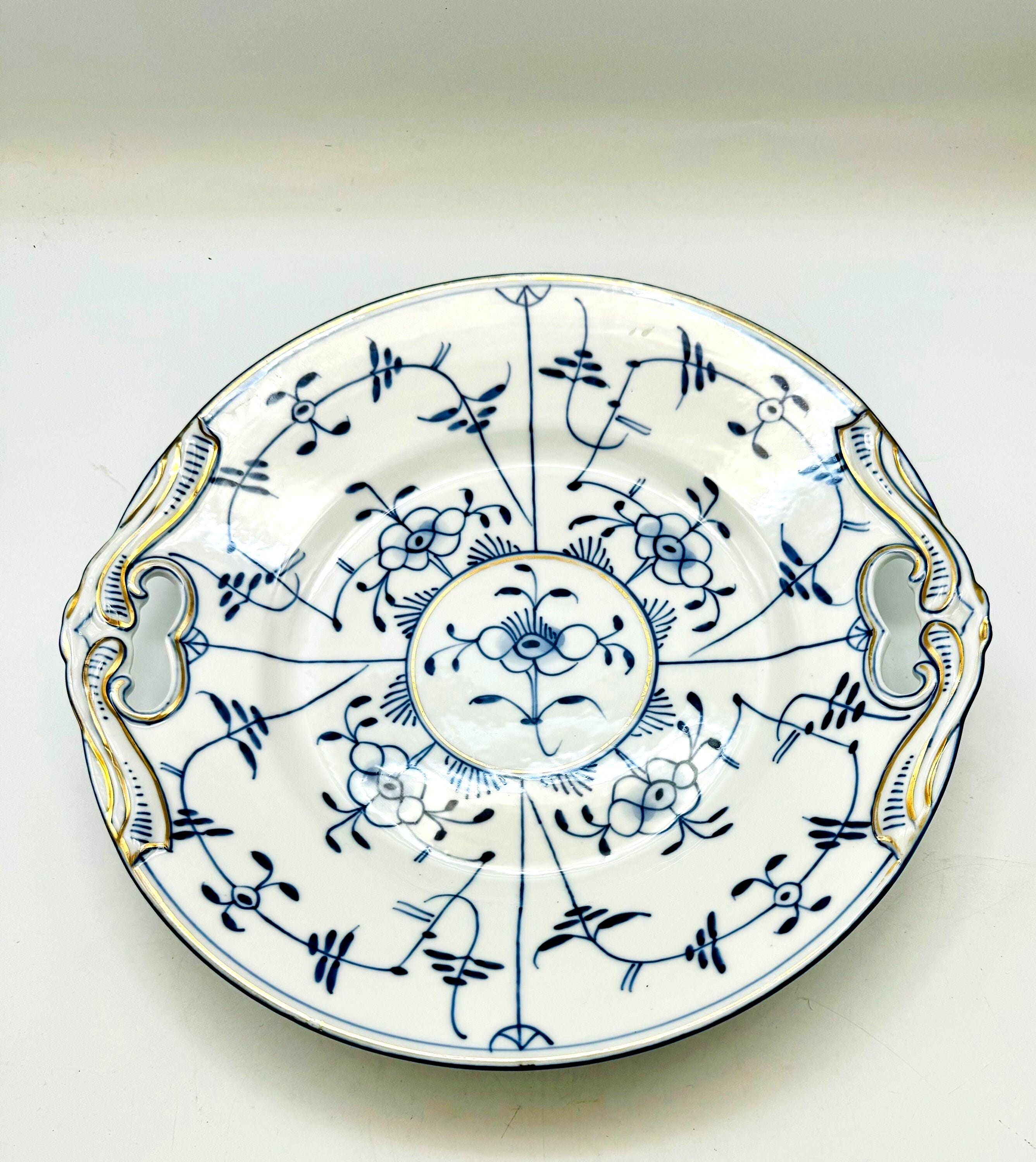 Antique Thuringia German Blue White Immortelle Porcelain Serving Tray ...