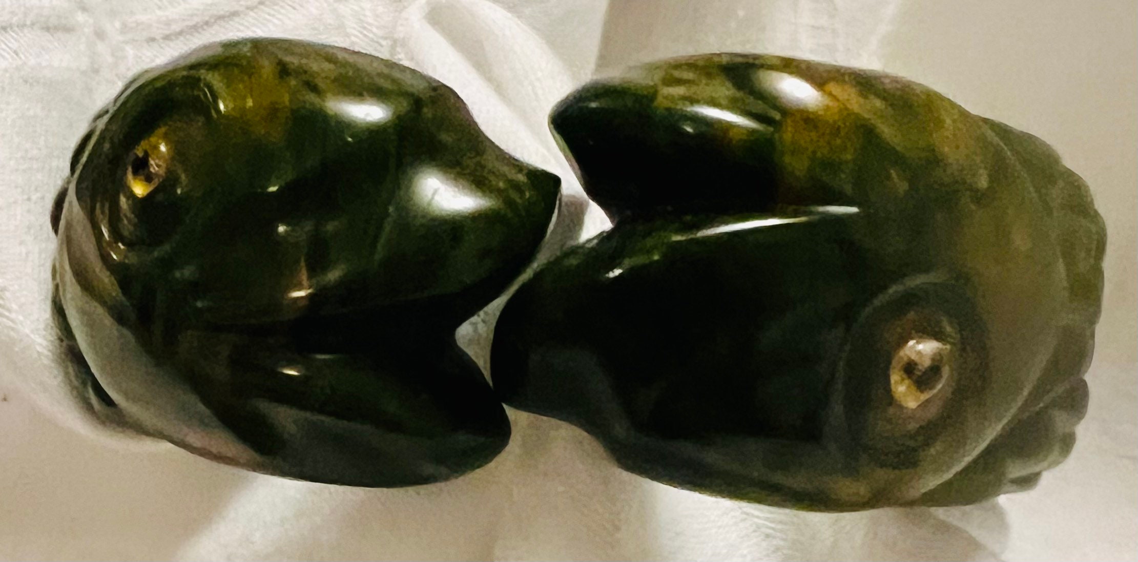 Unusual Vintage Carved Marbled Green Fish Head Bakelite - Etsy