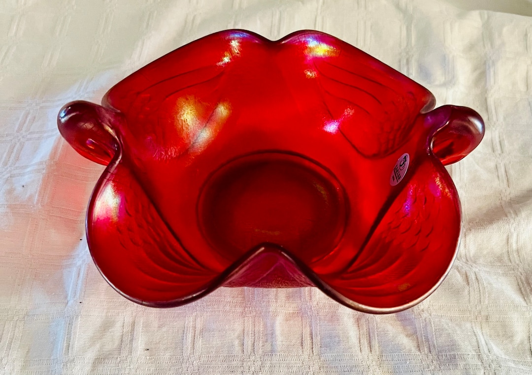 Fenton Ruby Red Art Glass Swan Bowl Signed - Etsy