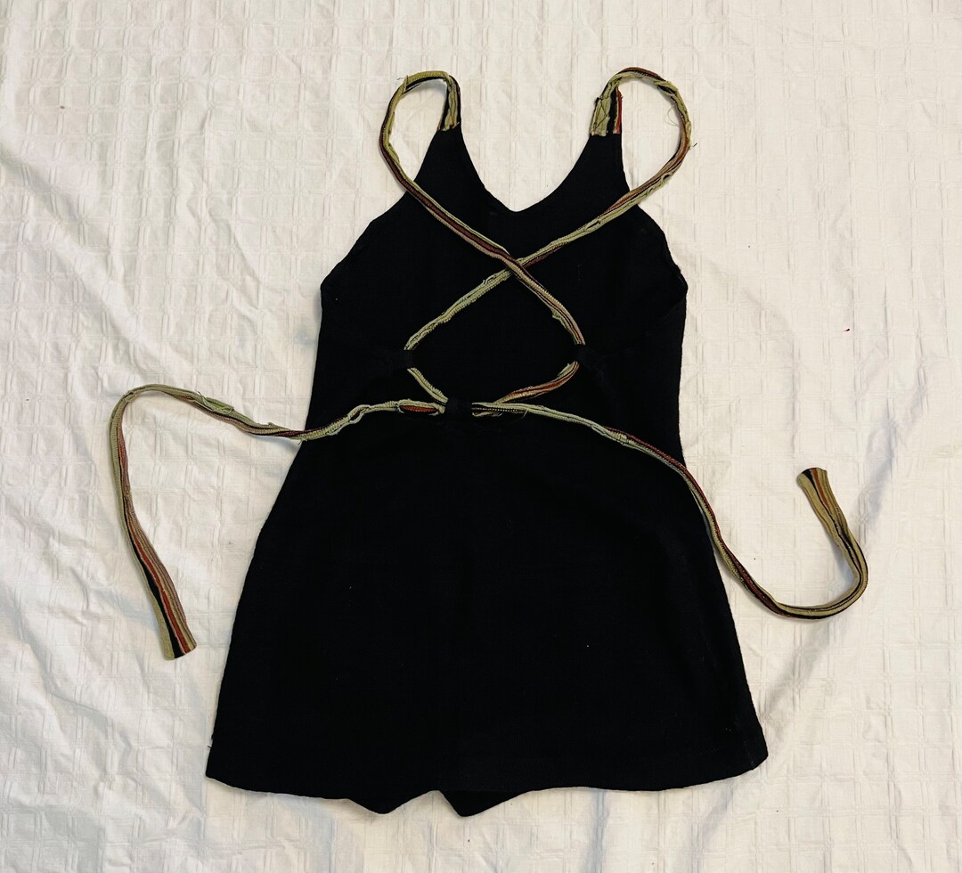 Antique 1920s Black Wool Striped Straps Vintage Bathing Suit - Etsy