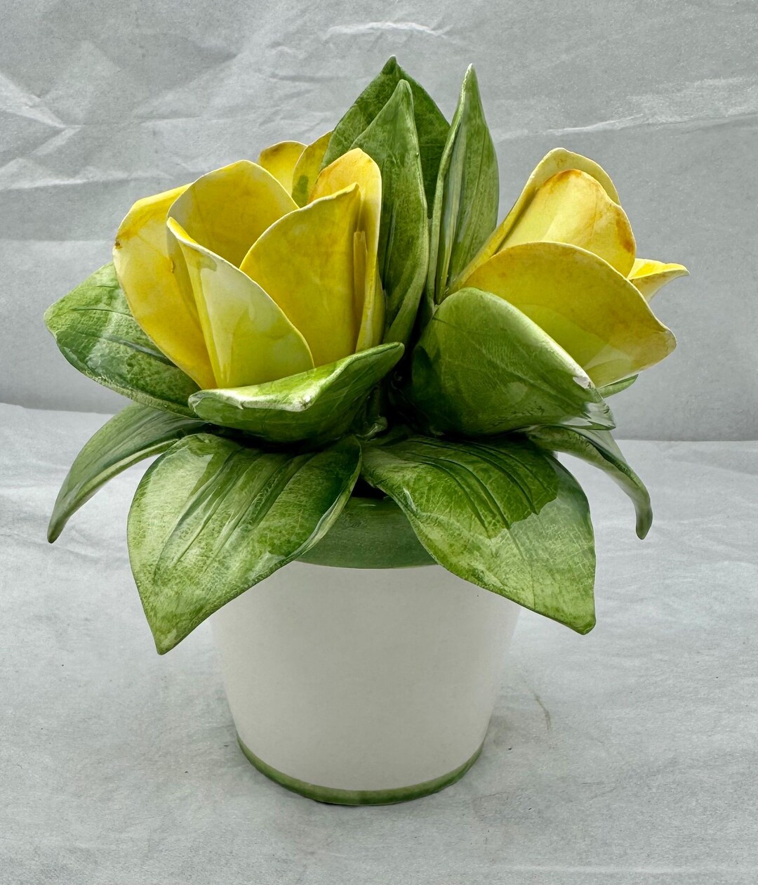 Vintage Jeanne Reed Porcelain Flower Pot Yellow Tulips Figurine - Etsy