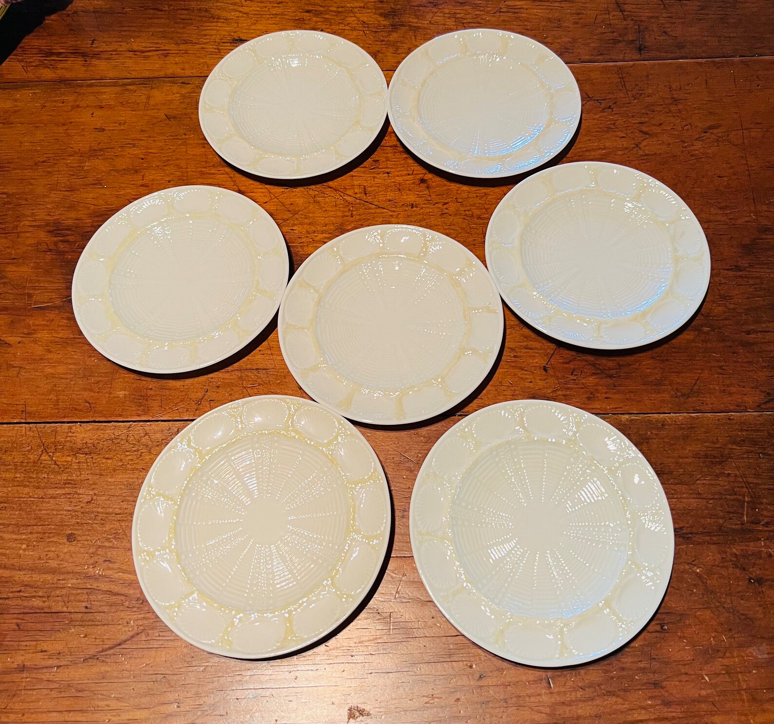 Set 7 Vintage Belleek Shell Pattern Green Mark 6.5 Porcelain Plates - Etsy
