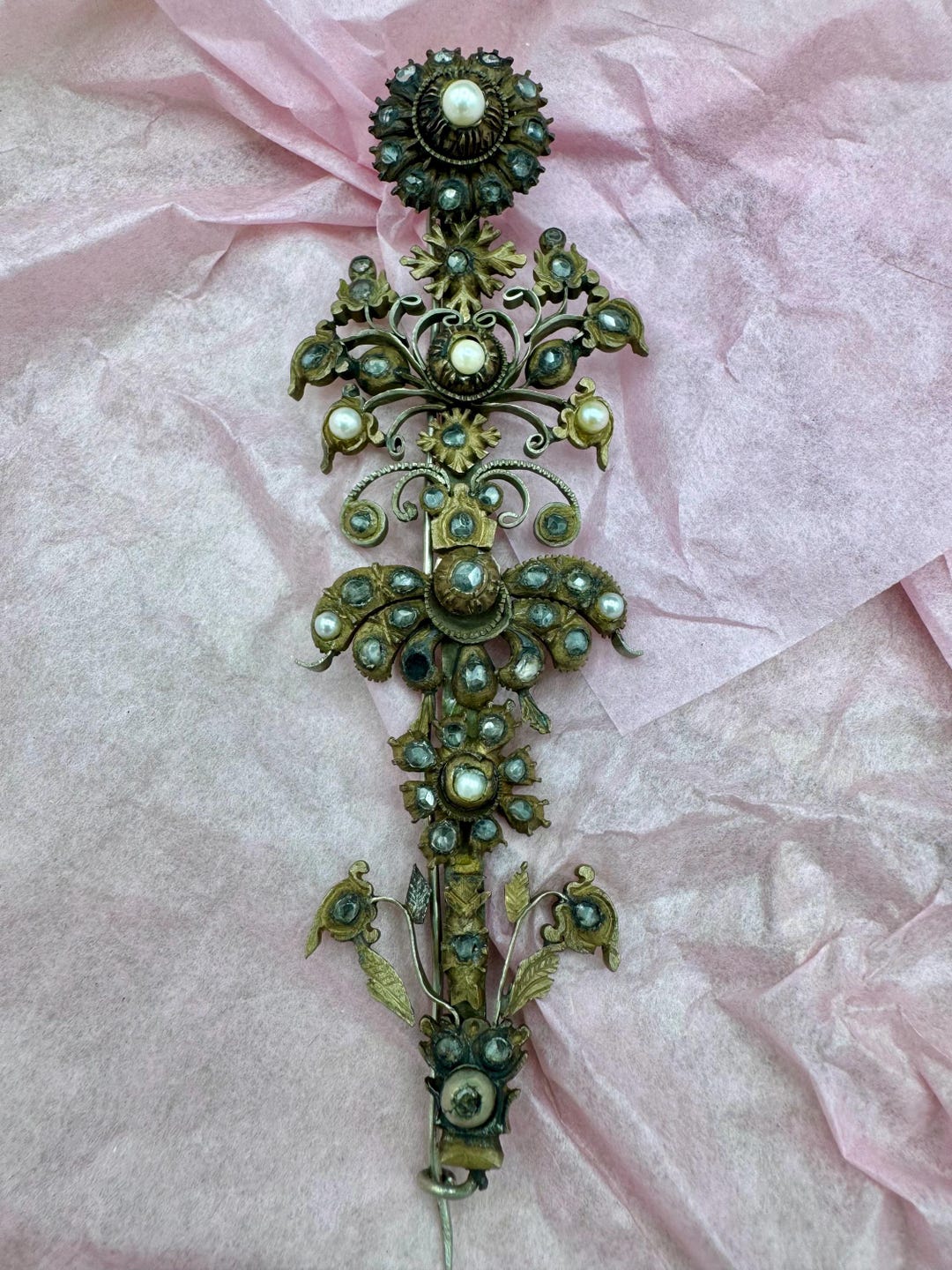 Rare Antique Georgian Mine Cut White Topaz Pearl Stomacher Brooch - Etsy