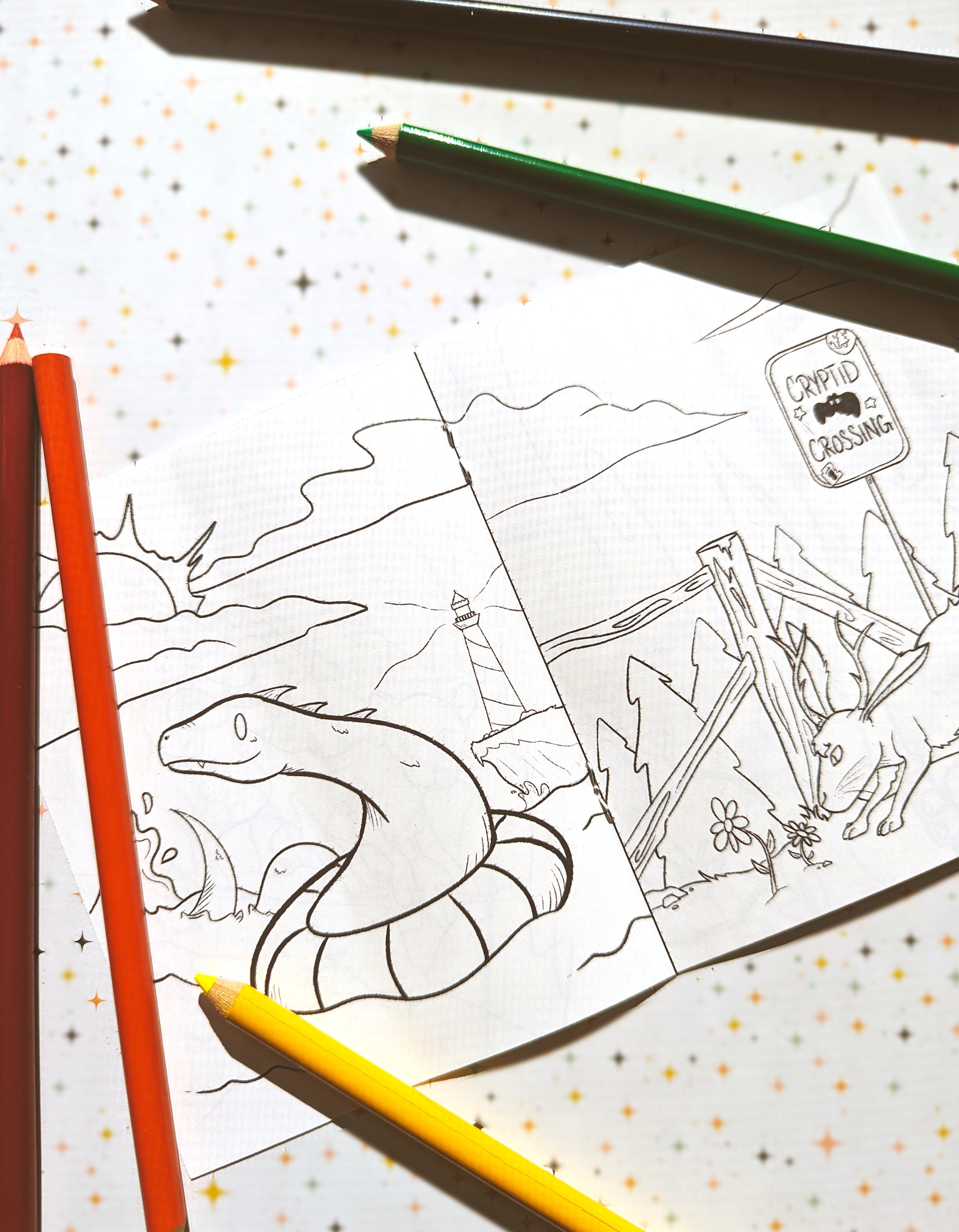 Cryptid Coloring Book Zine Mothman, Bigfoot, Nessie & Friends Coloring ...