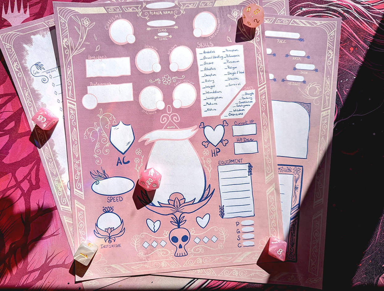 Custom Character Sheet Fey & Fairy Flowers TTRPG and Dungeons and ...