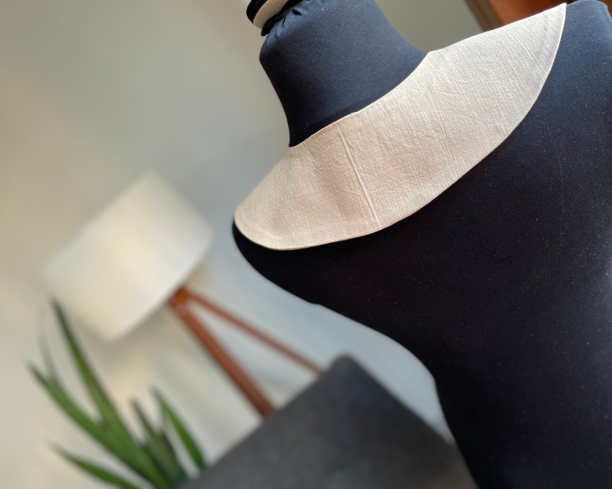 Brown Linen Collar, Women Detachable Collar, Floral Hand Embroidered ...