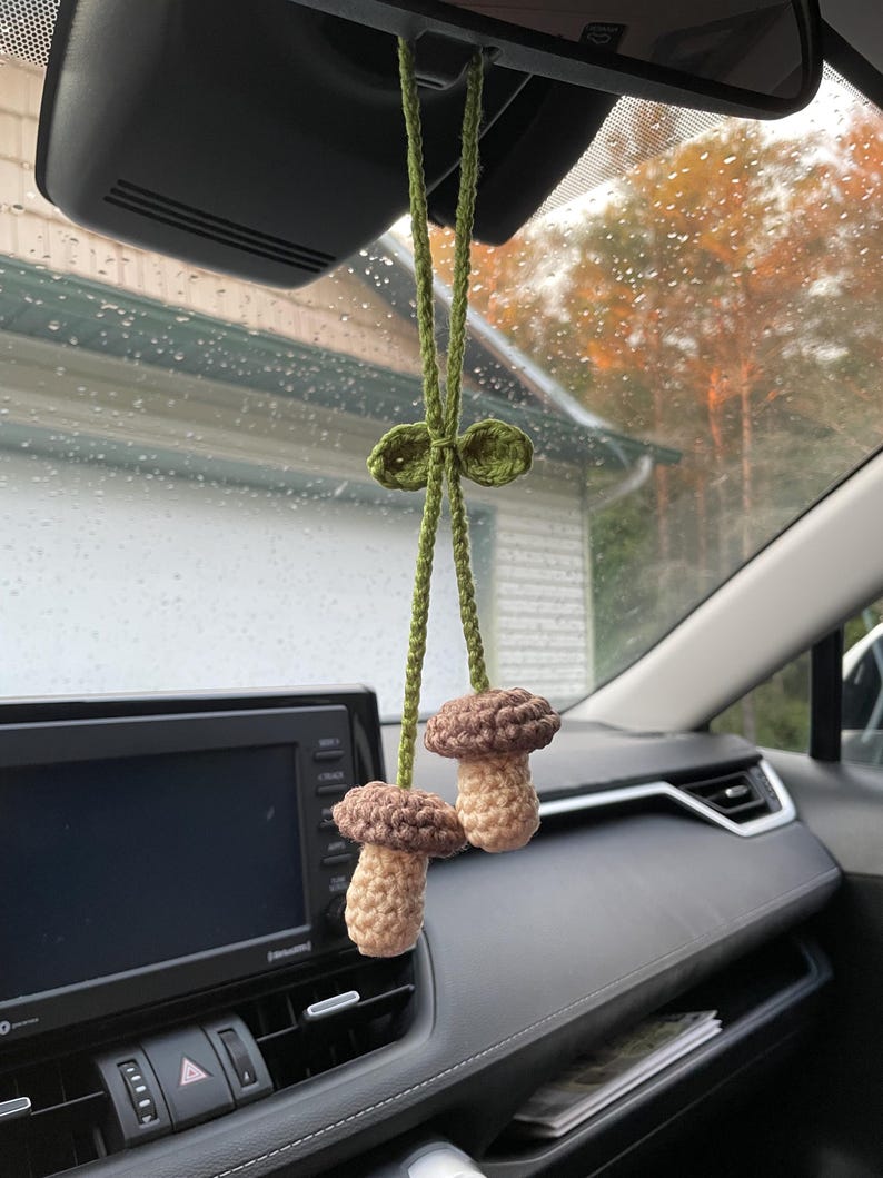 FALL / AUTUMN Crochet Mushroom Rear-view Mirror Hanging Decor for Car ...