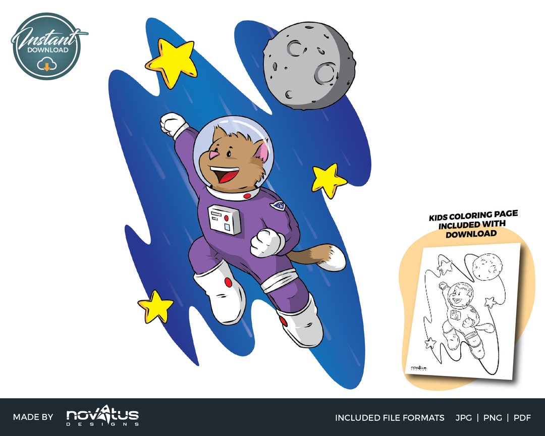Space Catet! Sci-fi Kids - Printable Digital Download - Etsy