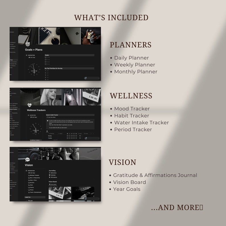 Comprehensive Dark Mode Notion Life Planner for Productivity and ...